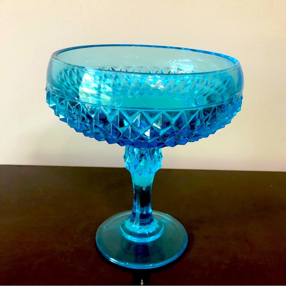 Accents | Vintage Indiana Blue Diamond Point Compote | Poshmark